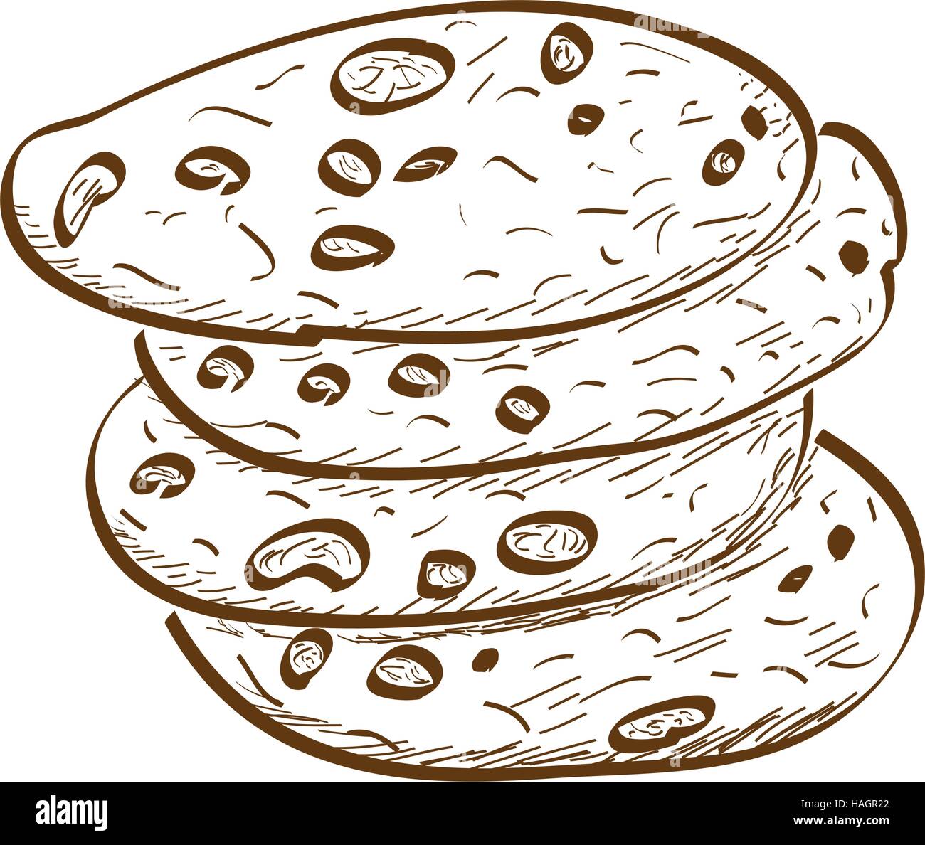 Isolated retro hand drawn cookies, Vector illustration Stock Vector ...