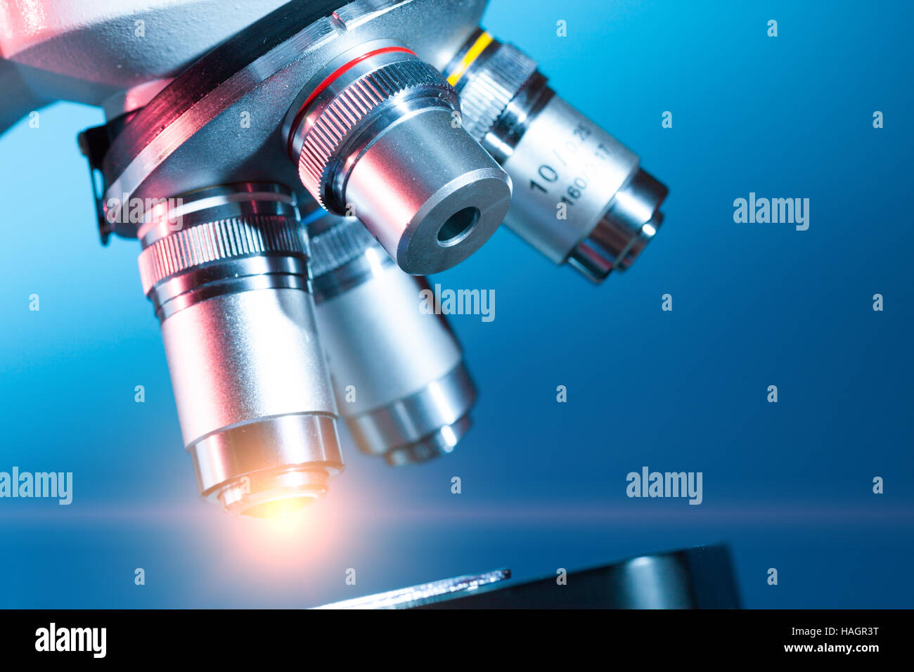 Light in microscope objective Stock Photo - Alamy
