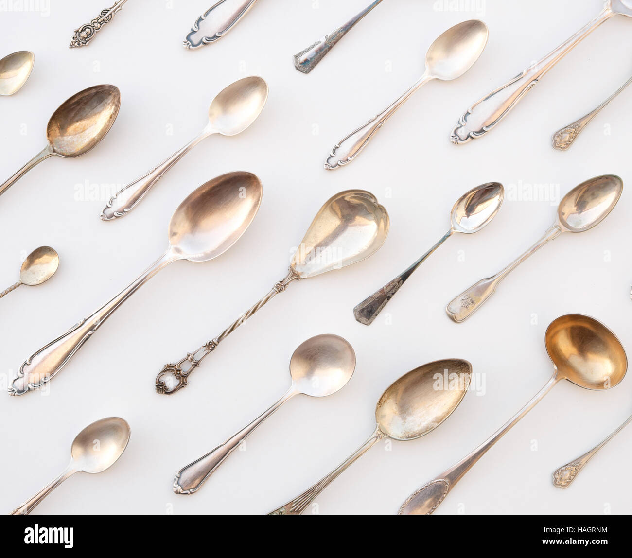 spoon pattern on white background - beautiful flatware, fancy silver ...