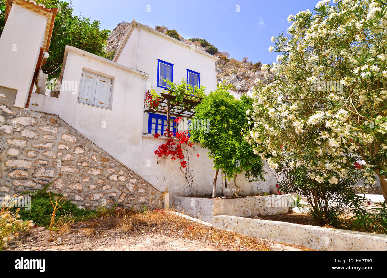traditional architecture of Hydra island Greece Stock Photo - Alamy