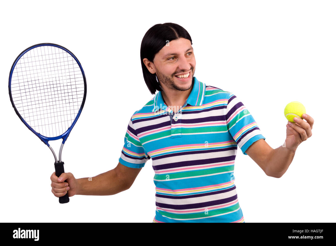 Man playing tennis isolated on white Stock Photo - Alamy