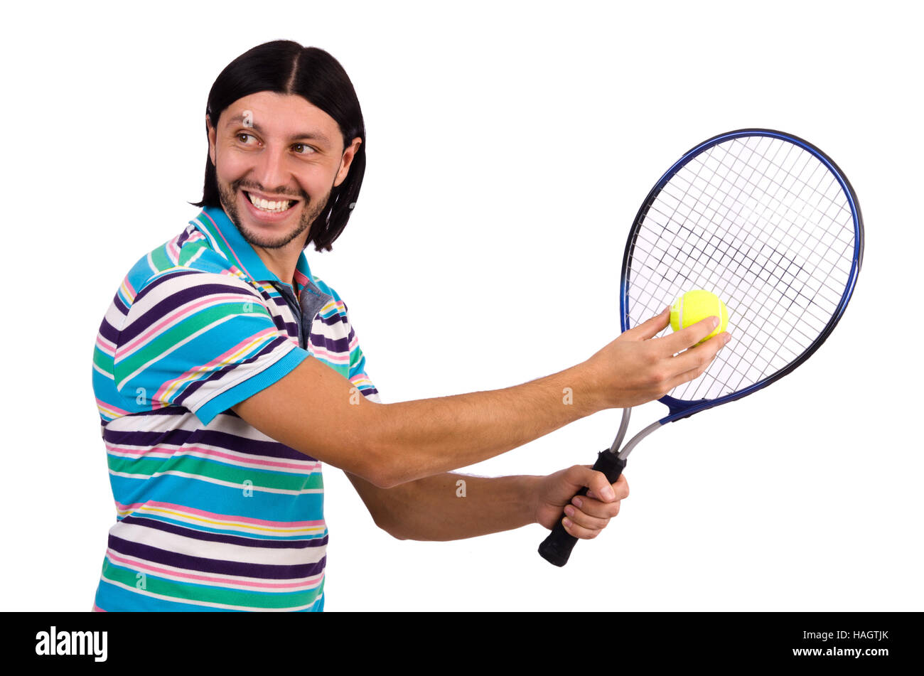 Man playing tennis isolated on white Stock Photo - Alamy