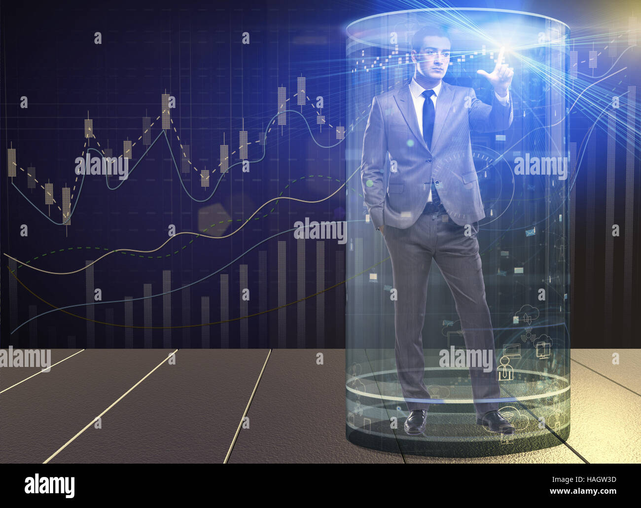 Man in stock exchange trading concept Stock Photo - Alamy