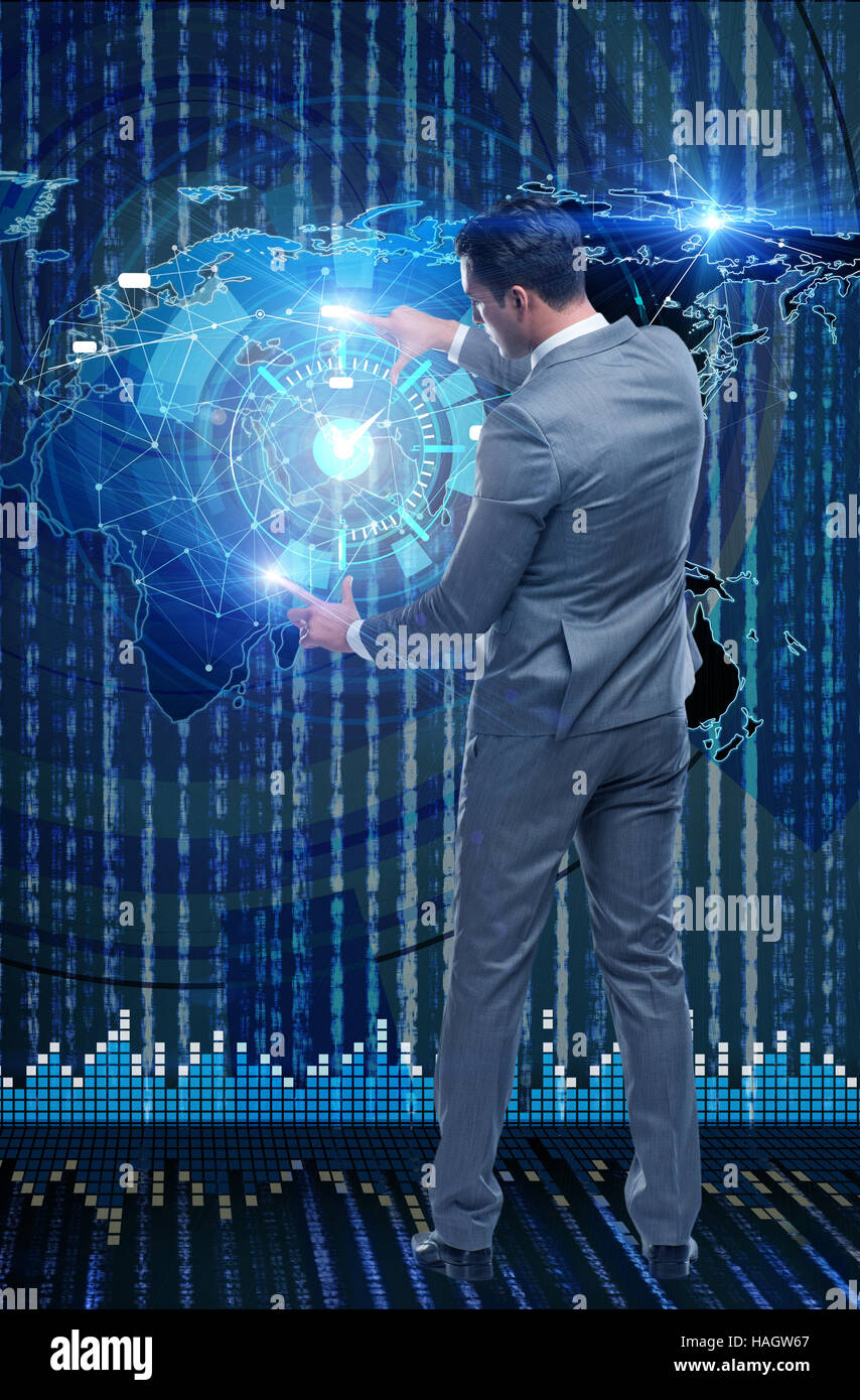 BUsinessman in futuristic computing concept Stock Photo - Alamy