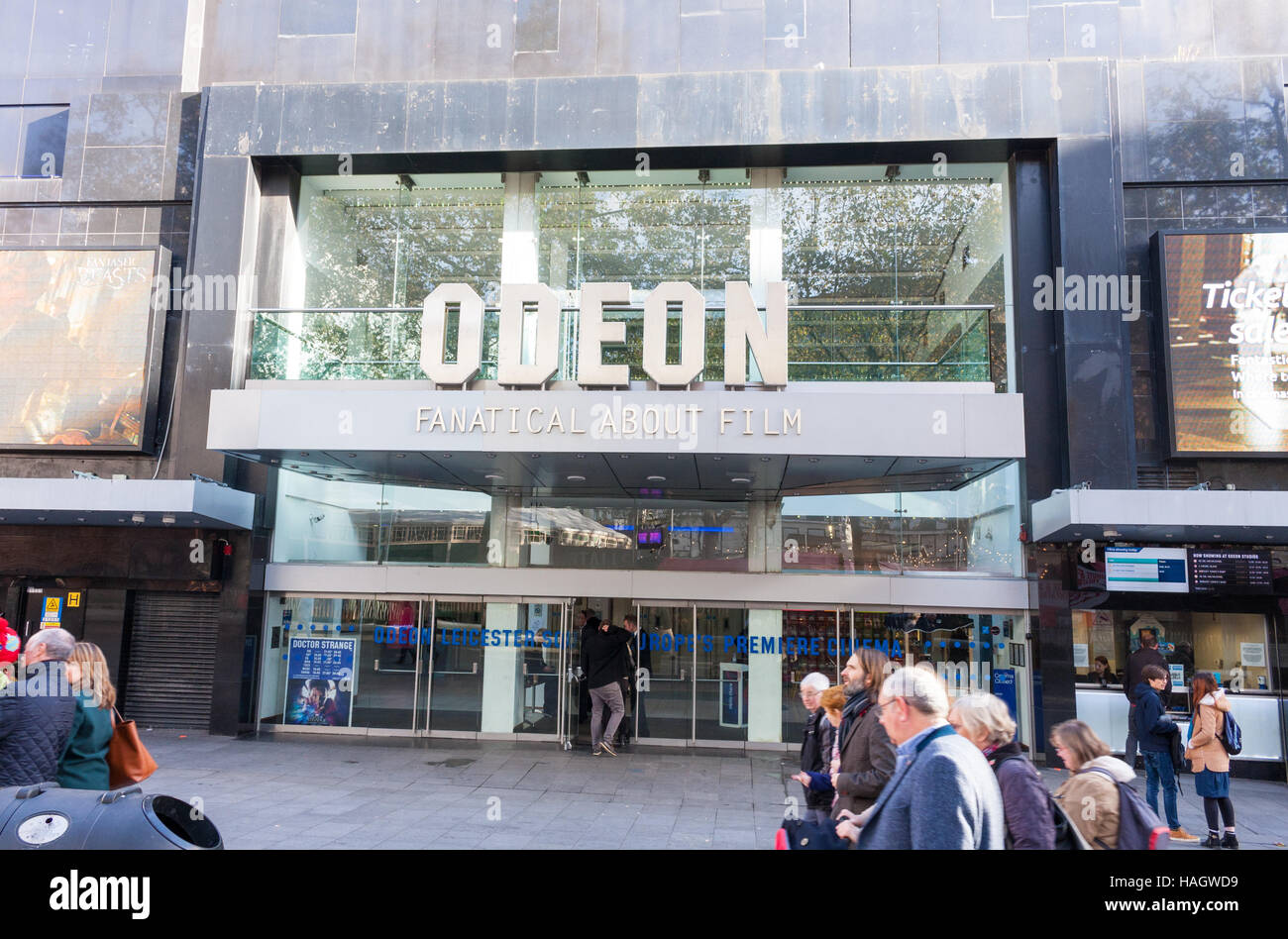 View of the entrance to the Odeon cinema in Leicester Square, London ...