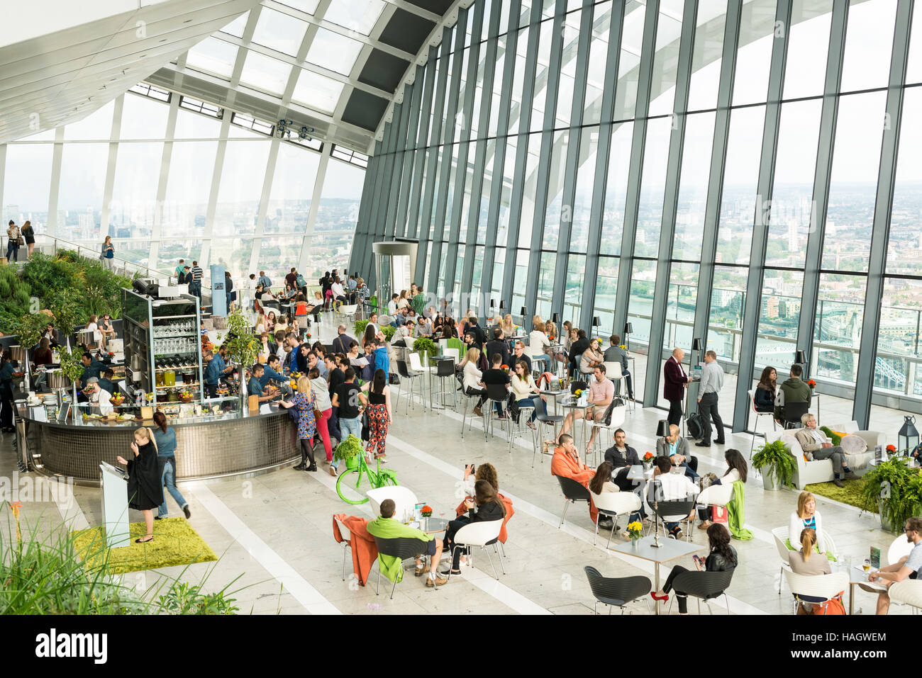 People enjoying the spectacular Sky Garden situated on top floor of 20 ...