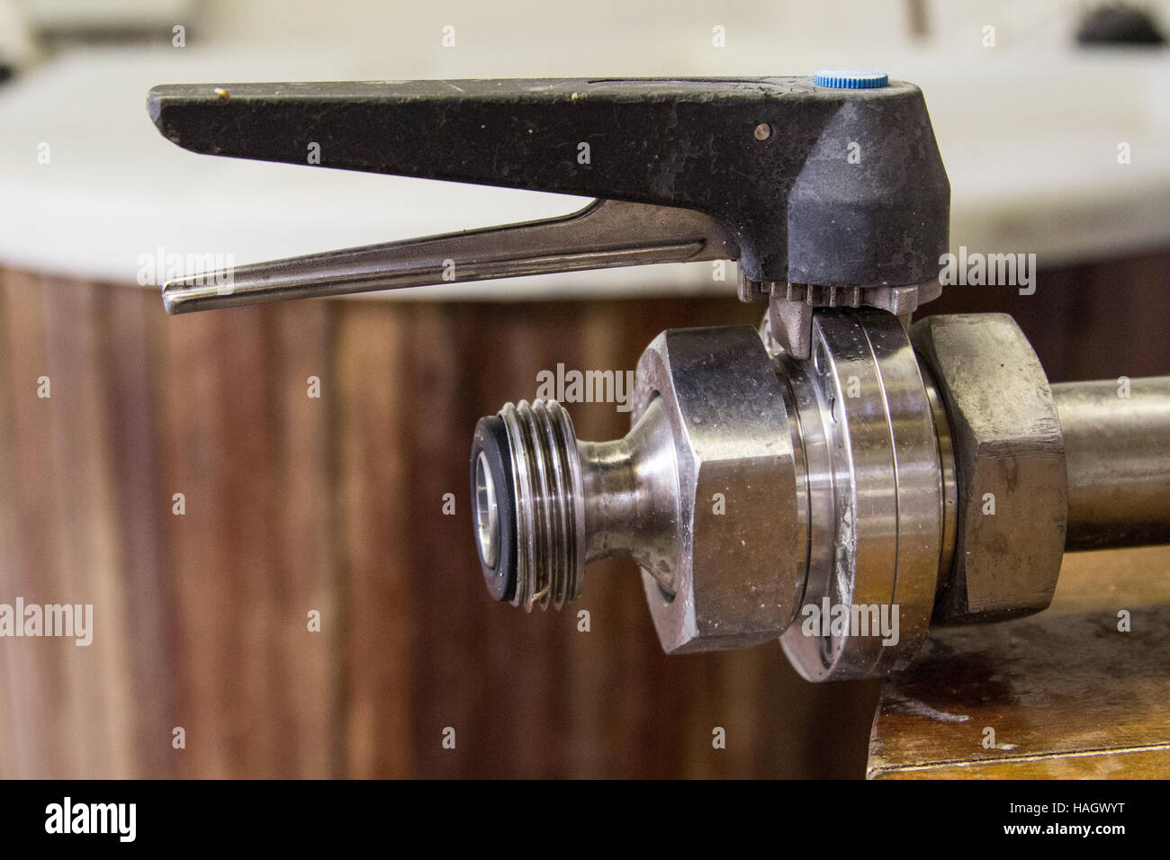 Stainless Steel tap with handle at a local brewery Stock Photo - Alamy