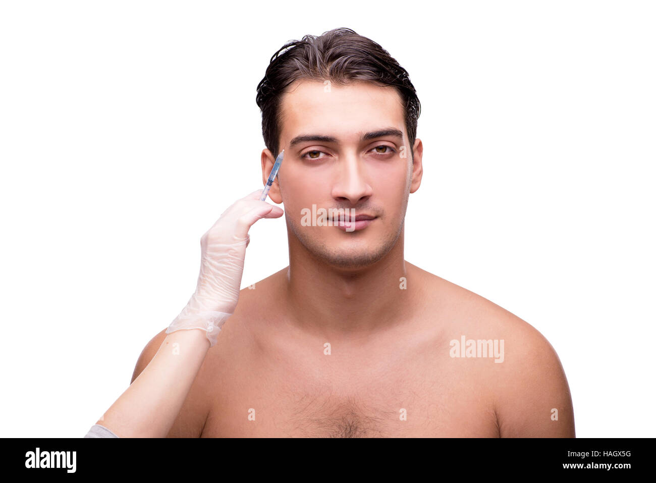 Man undergoing plastic surgery isolated on white Stock Photo - Alamy