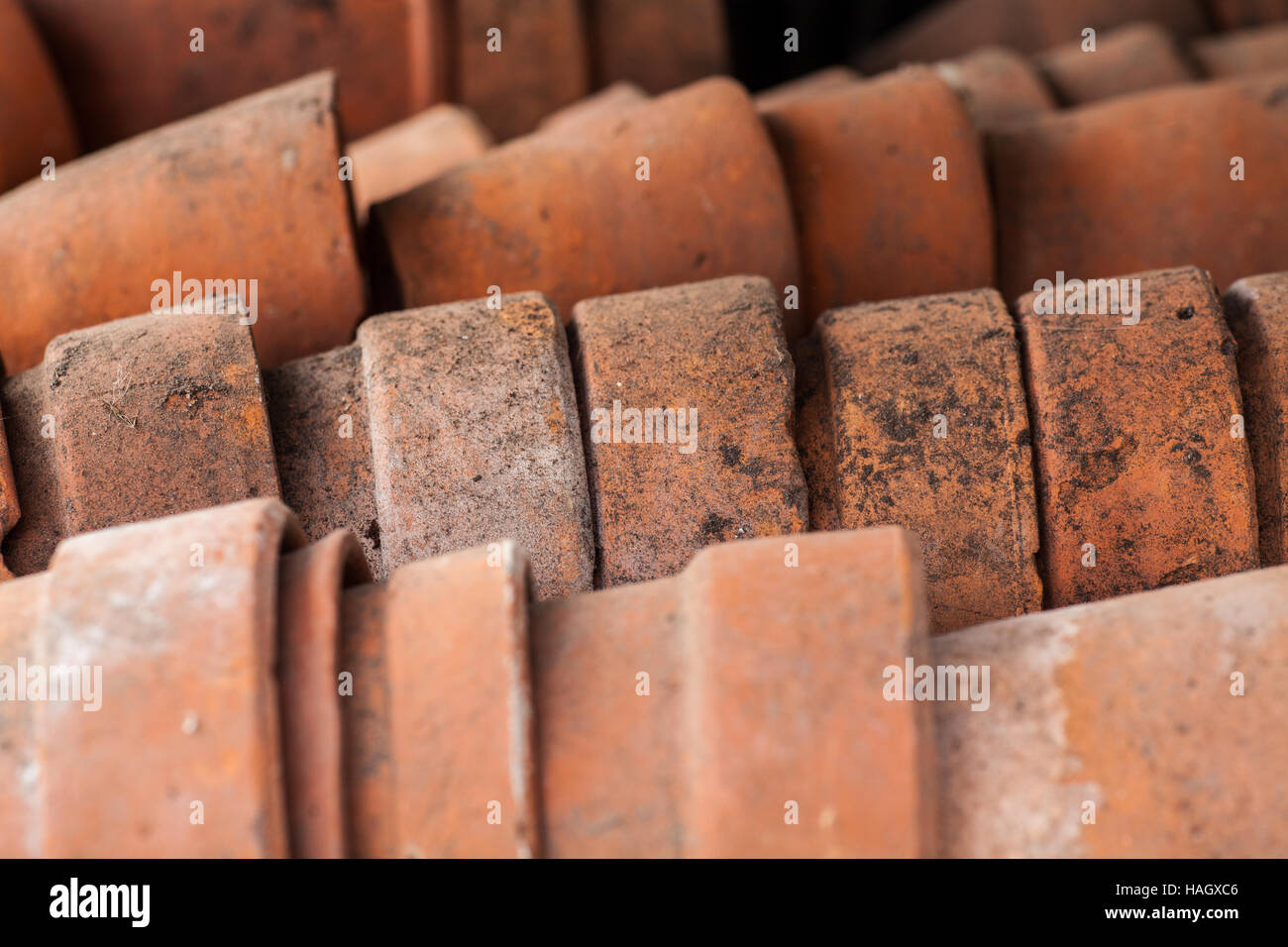 A stack of used clay pots in the garden Stock Photo - Alamy