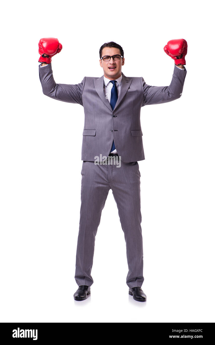 Businessman boxing isolated on the white background Stock Photo - Alamy