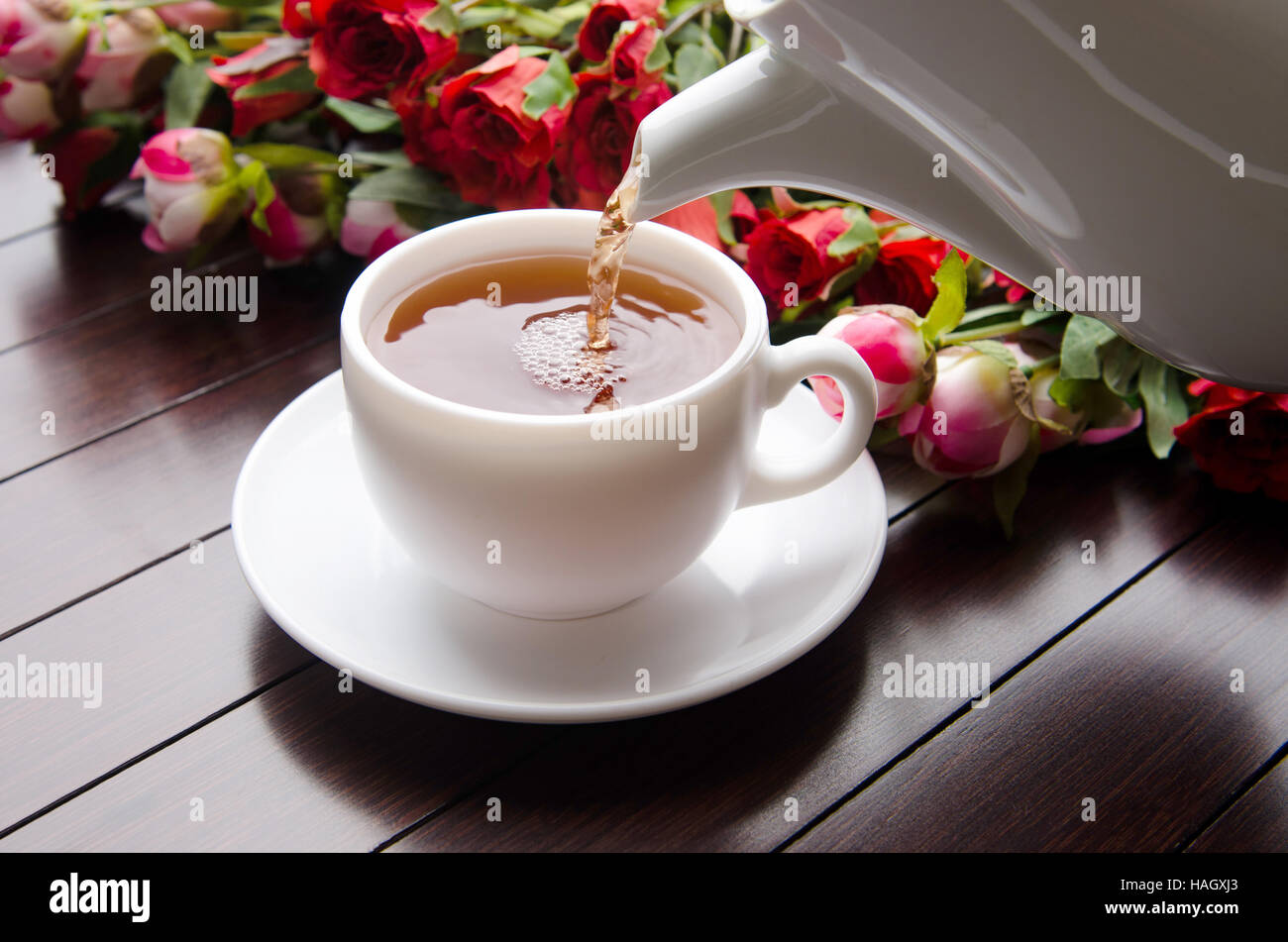 Cup of tea in catering concept Stock Photo - Alamy