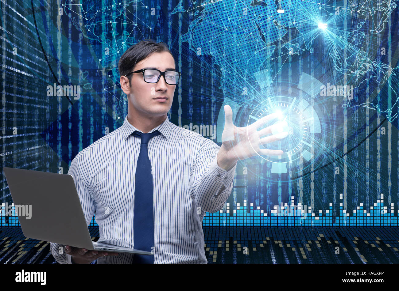 Businessman in futuristic computing concept Stock Photo - Alamy