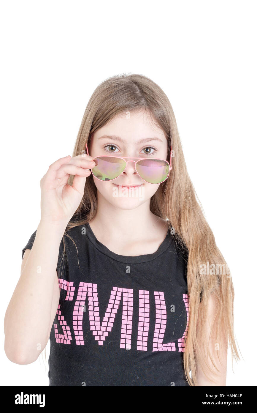 portrait of the beautiful young girl on a white background Stock Photo ...