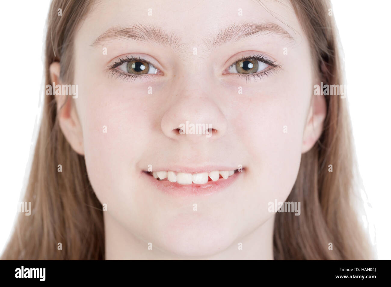 portrait of the beautiful young girl on a white background Stock Photo ...