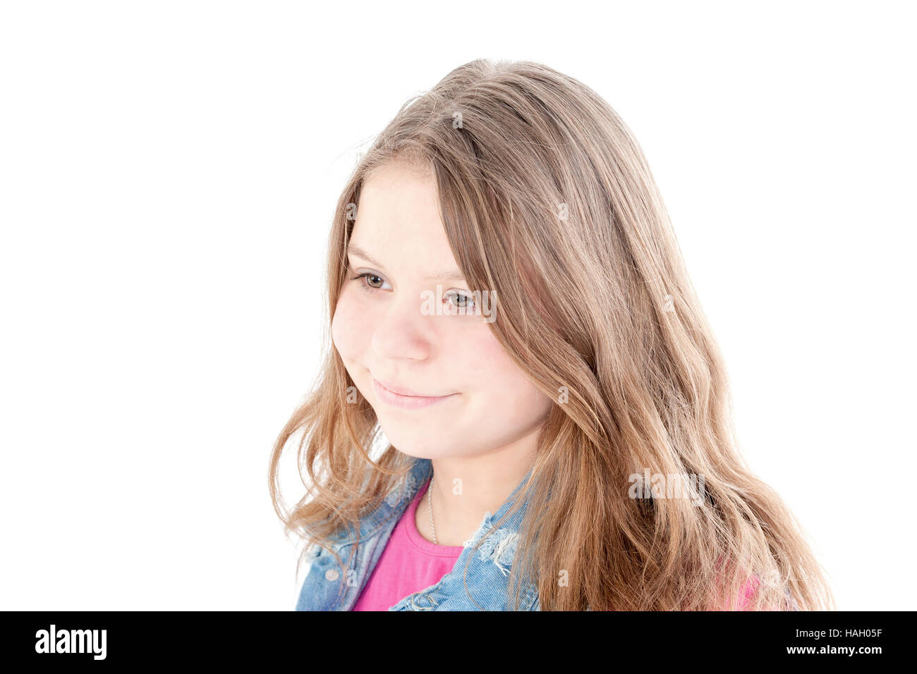 portrait of the beautiful young girl on a white background Stock Photo ...
