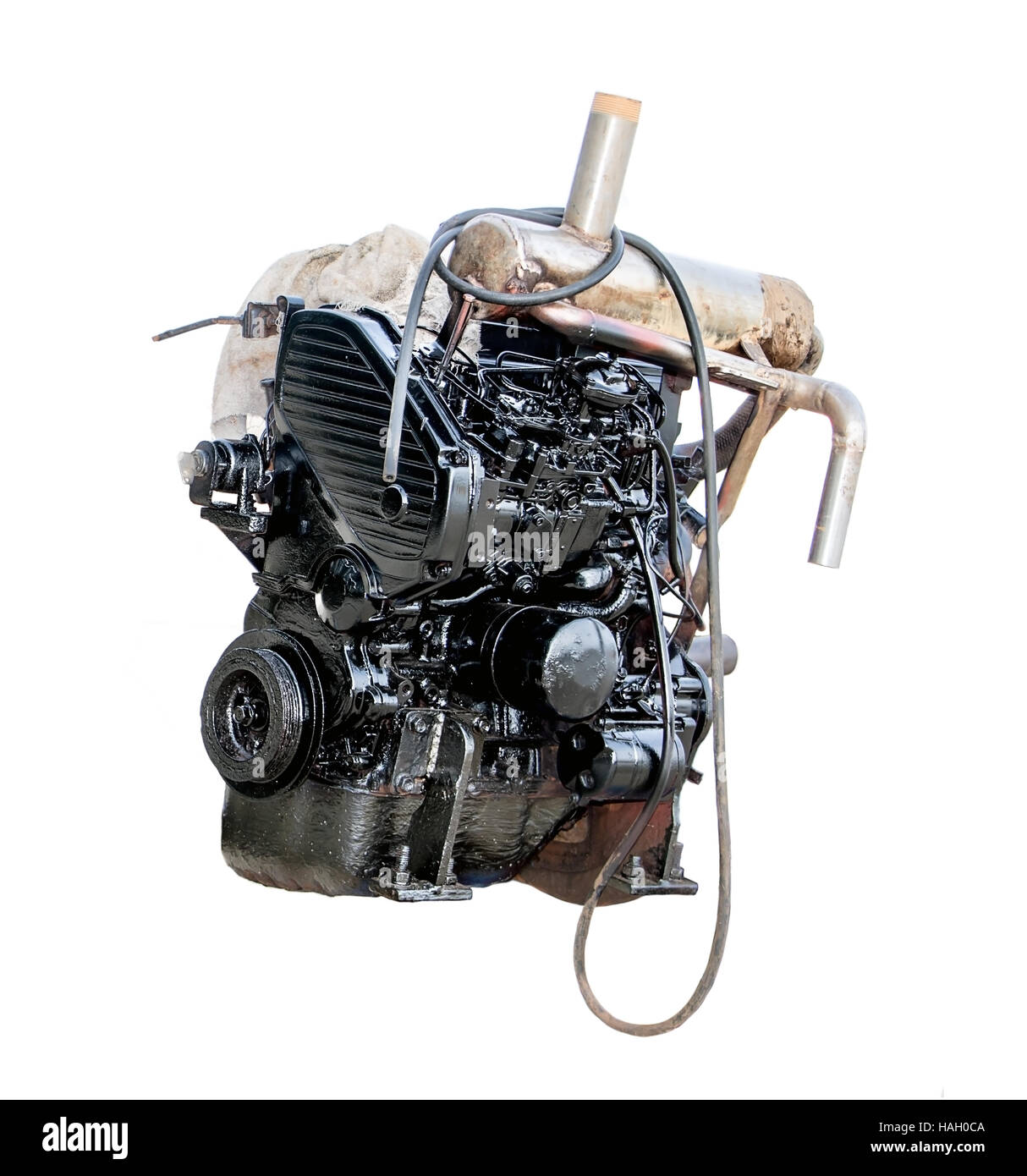 black-painted engine isolated on white background Stock Photo - Alamy