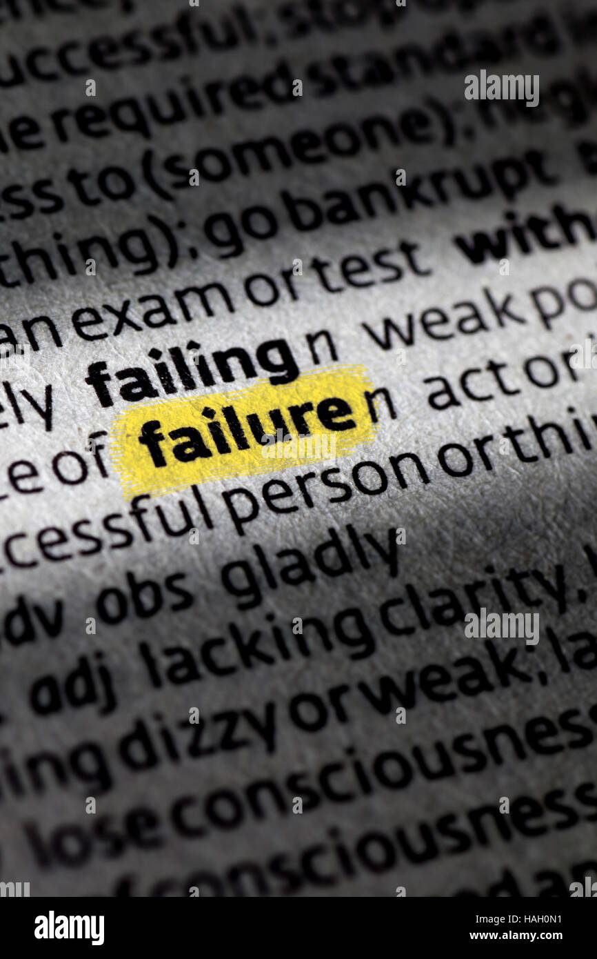 Printed Word from a page of a dictionary - Failure Stock Photo - Alamy