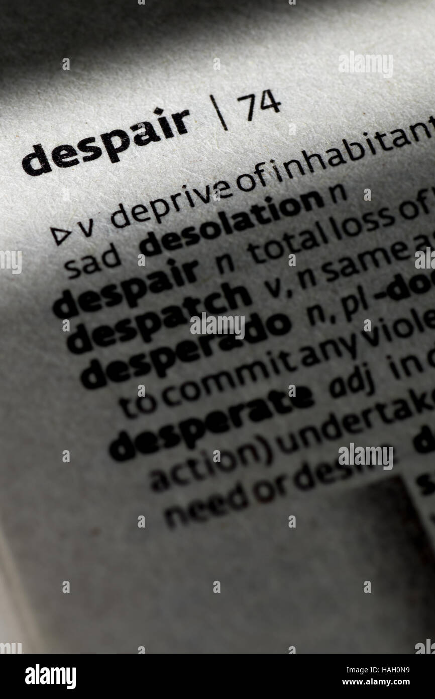 Printed Word from a page of a dictionary - Despair Stock Photo - Alamy
