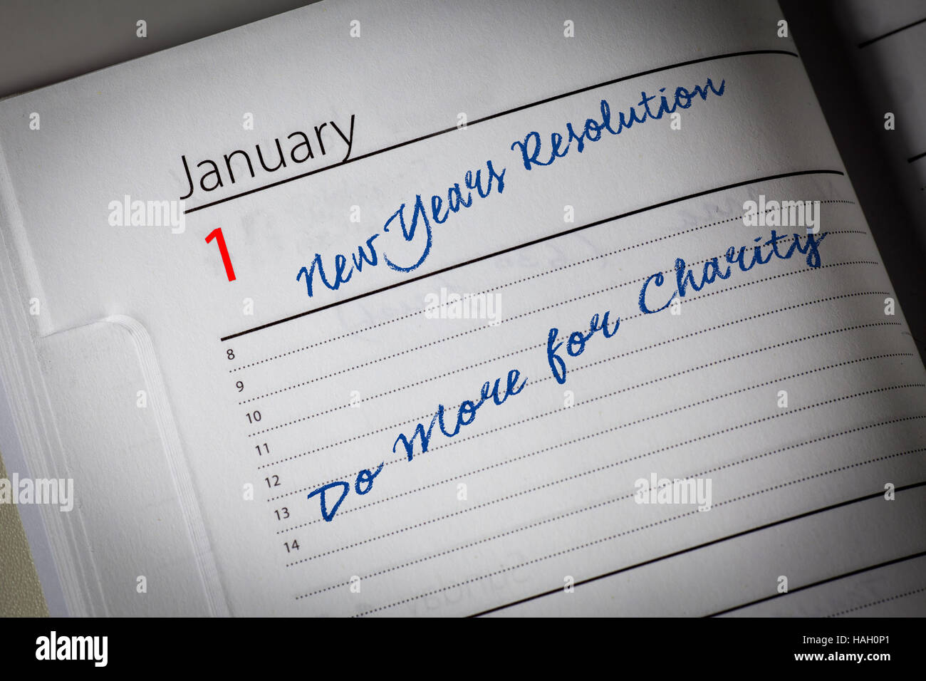 New Years Resolution in the diary Stock Photo - Alamy