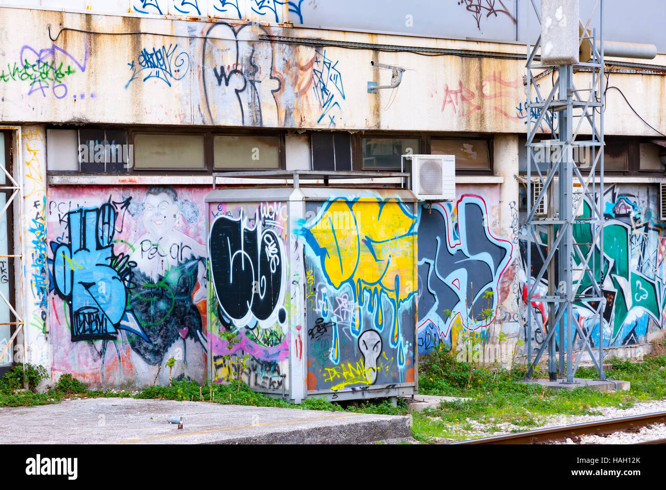 Graffiti in Railway station, Split Croatia Stock Photo - Alamy