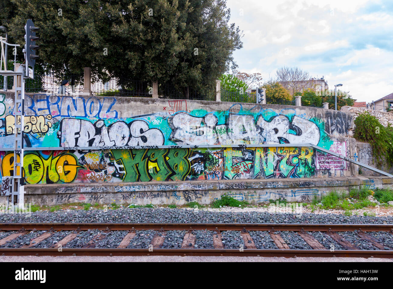 Graffiti in Railway station, Split Croatia Stock Photo - Alamy
