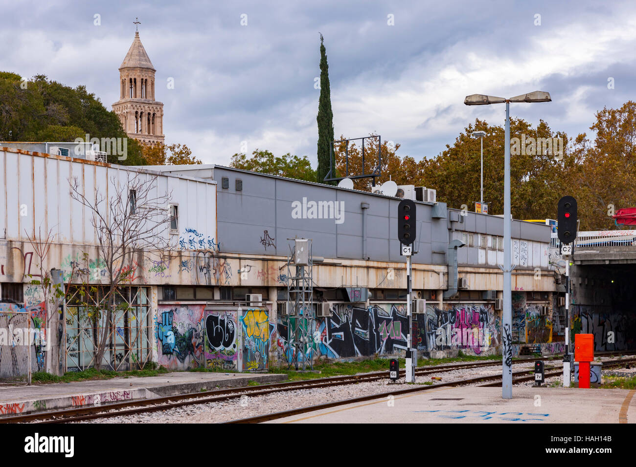 Graffiti in Railway station, Split Croatia Stock Photo - Alamy