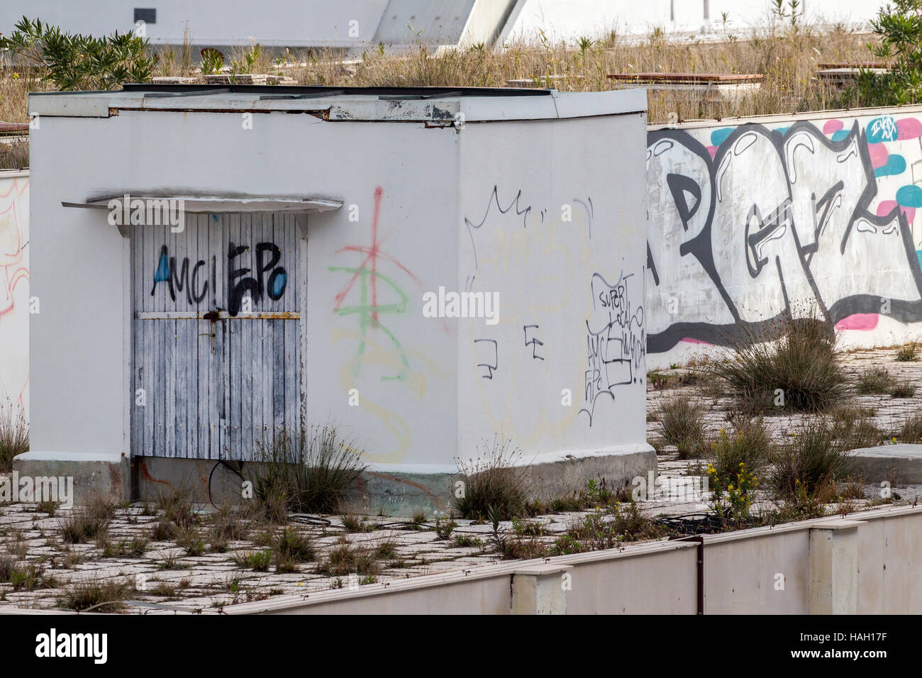 Graffiti on derelict buildings in the harbour of Split, Croatia Stock ...
