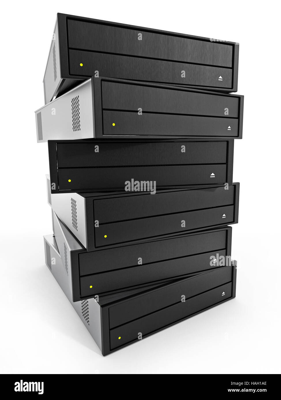 Internal disc drives stack isolated on white background. 3D ...