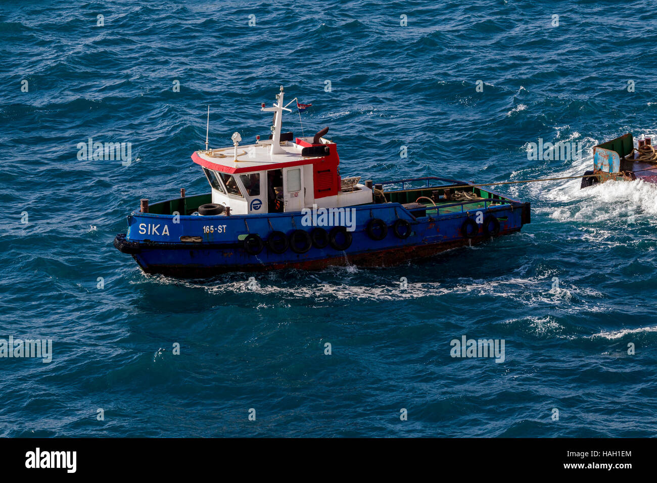 Barge full of rocks for construction of harbour , Split, Croatia Stock ...