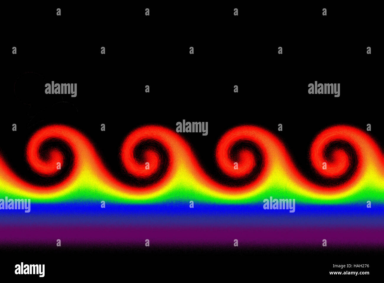 Modern, abstract rainbow wave border background or texture with a black ...
