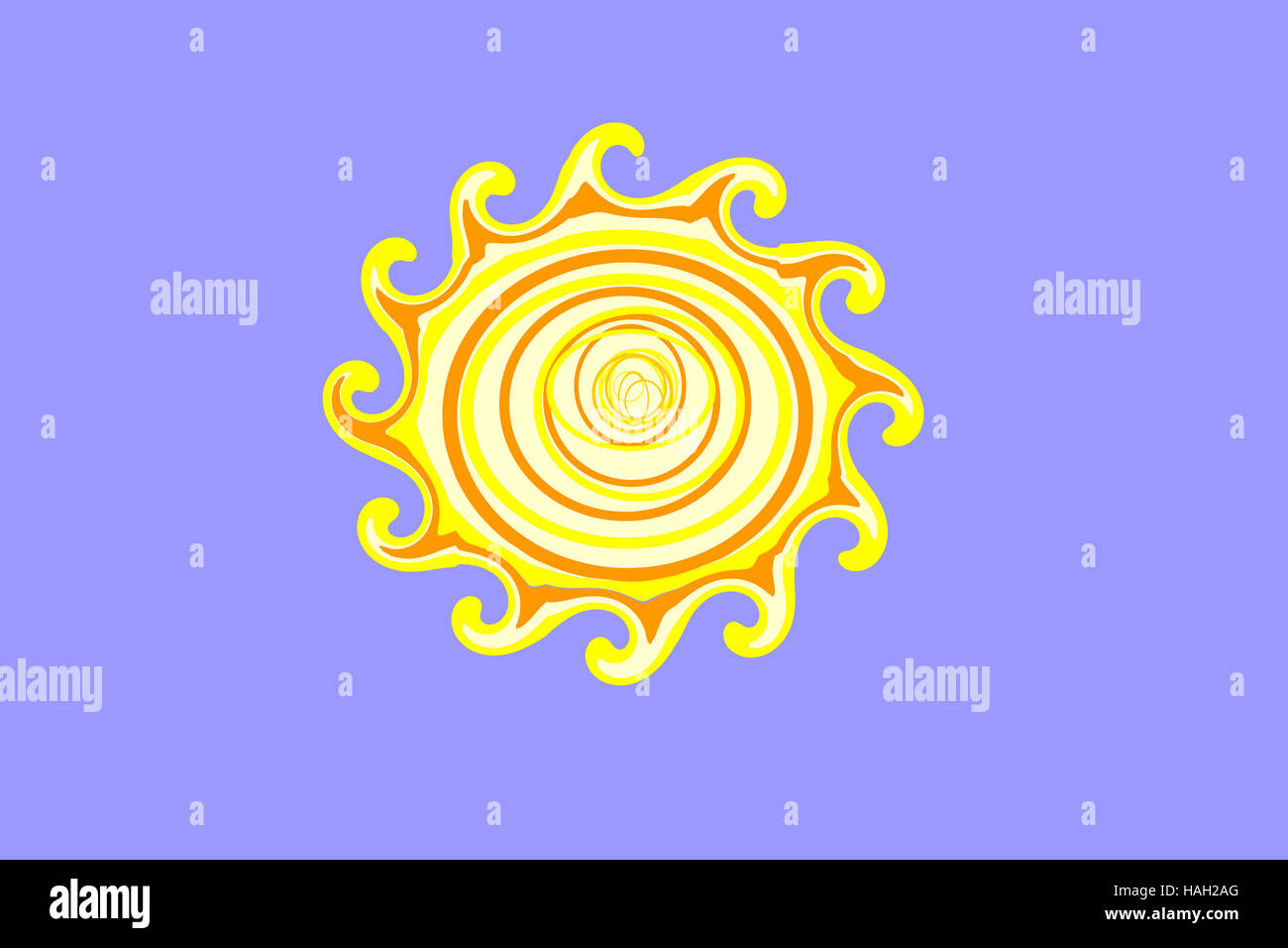 Simple, uncluttered, modern stylized sun illustration with curly sun ...