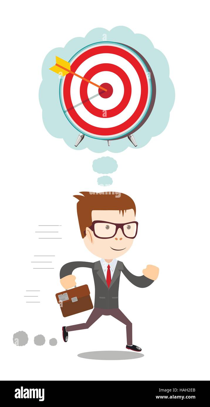 Running Businessman thinking about hitting the target Stock Vector ...