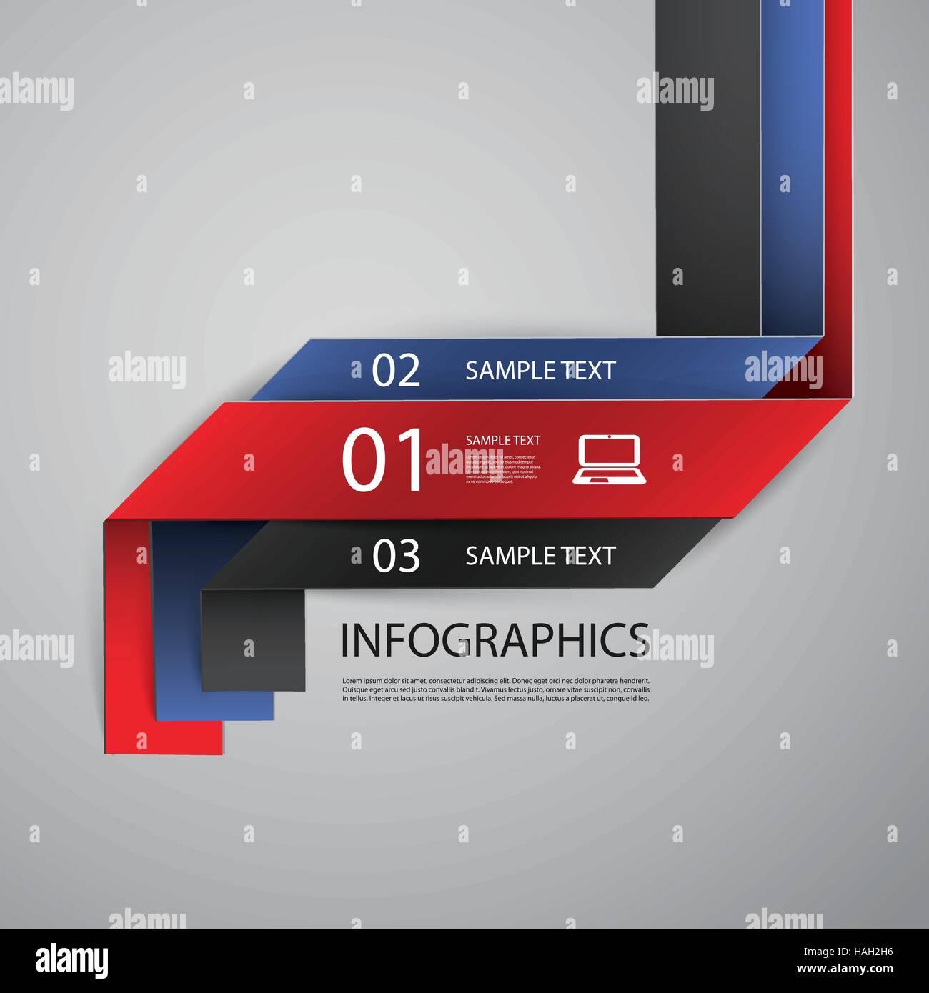 Colorful Numbered Folded Ribbons - Infographics Design Template with ...