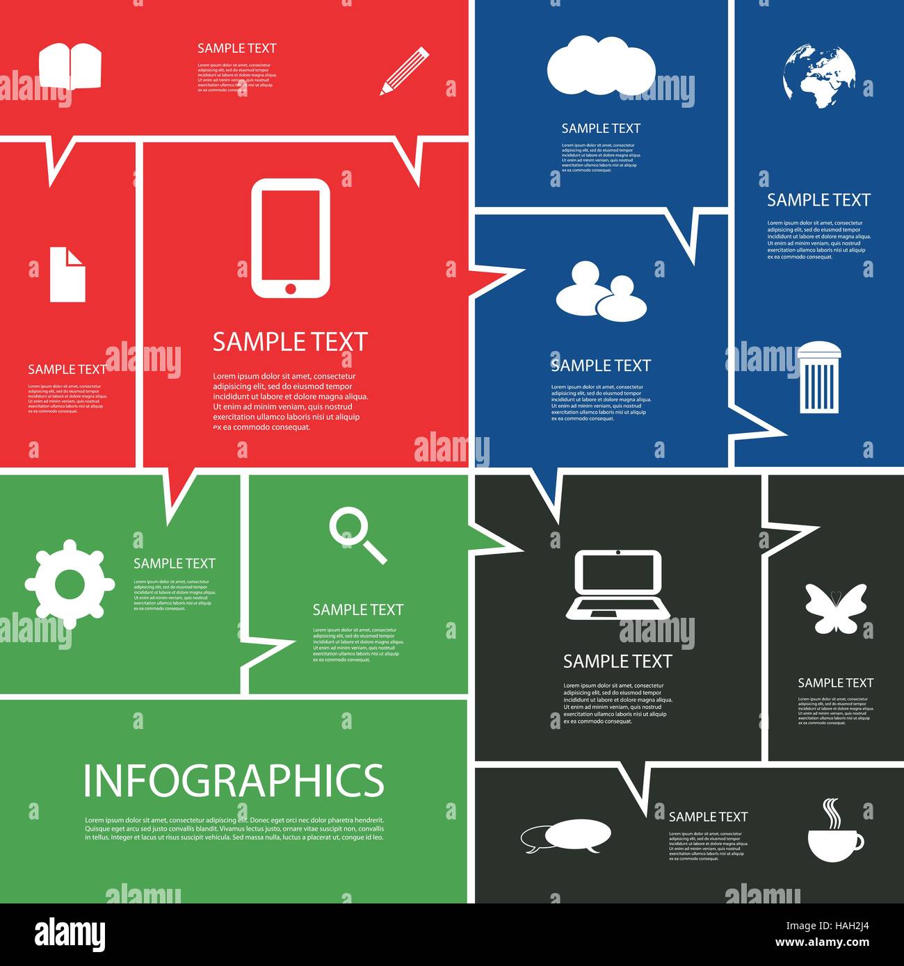 Colorful Numbered Tiled Banners - Infographic Design with Icons ...