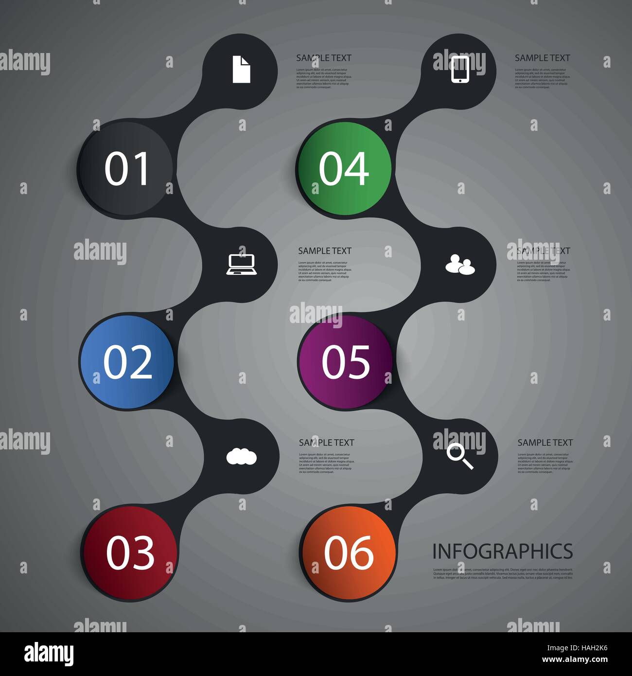 Modern Colorful Numbered Circular Infographics Cover Design Template ...