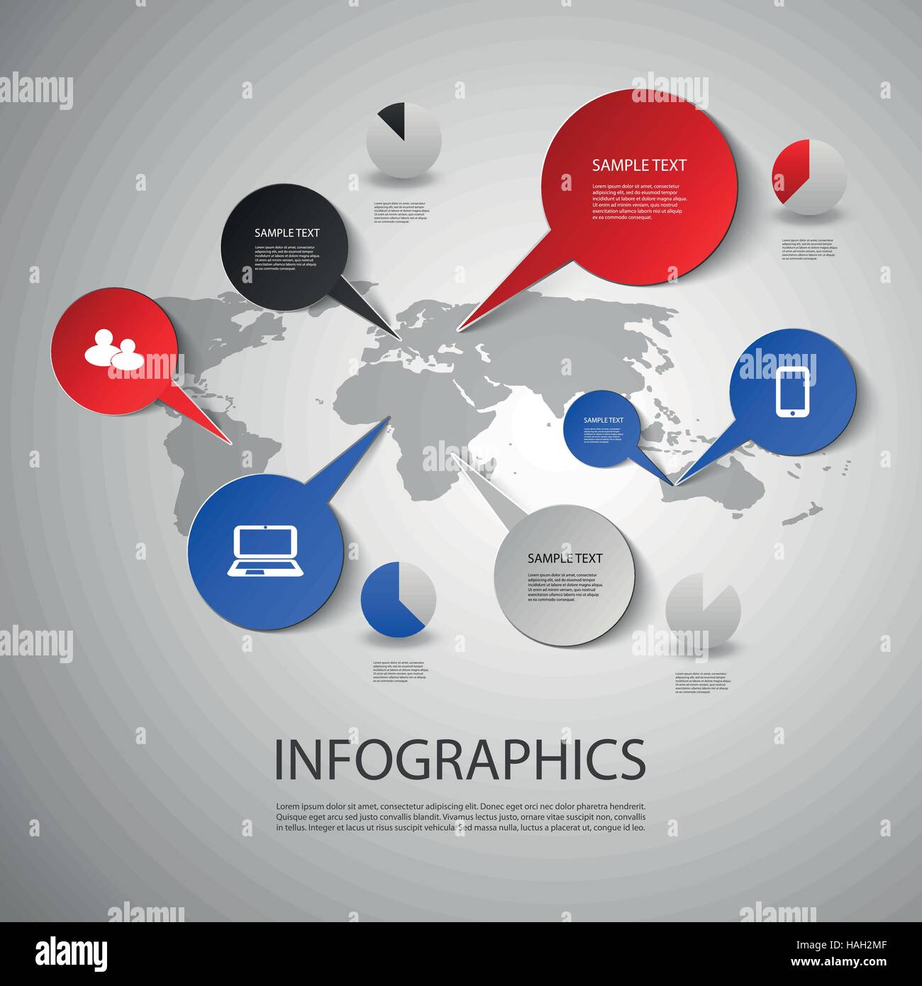 Colorful Infographic Design Template with Icons and World Map ...