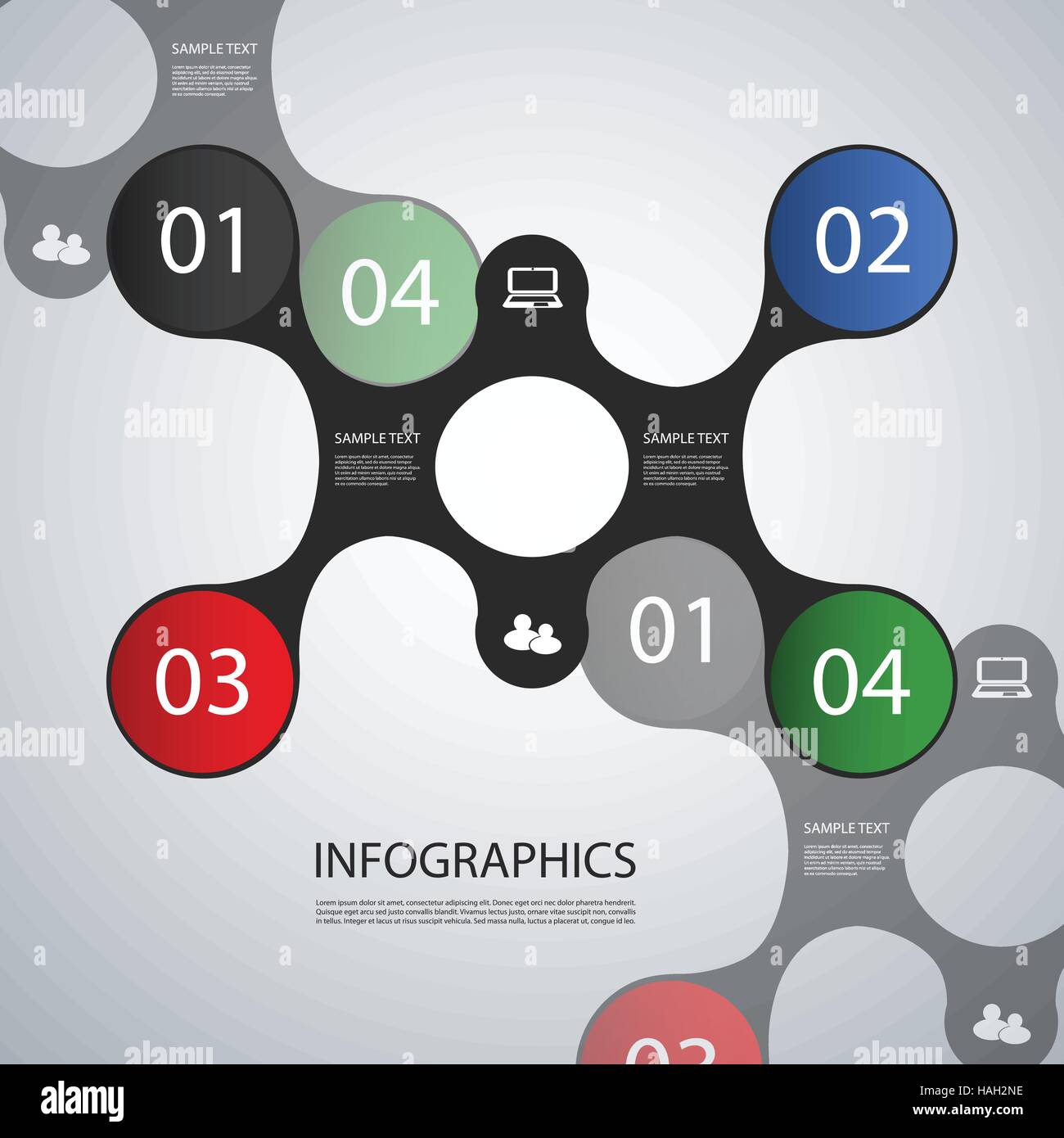 Colorful Numbered Circular Infographics Design Template with Icons ...