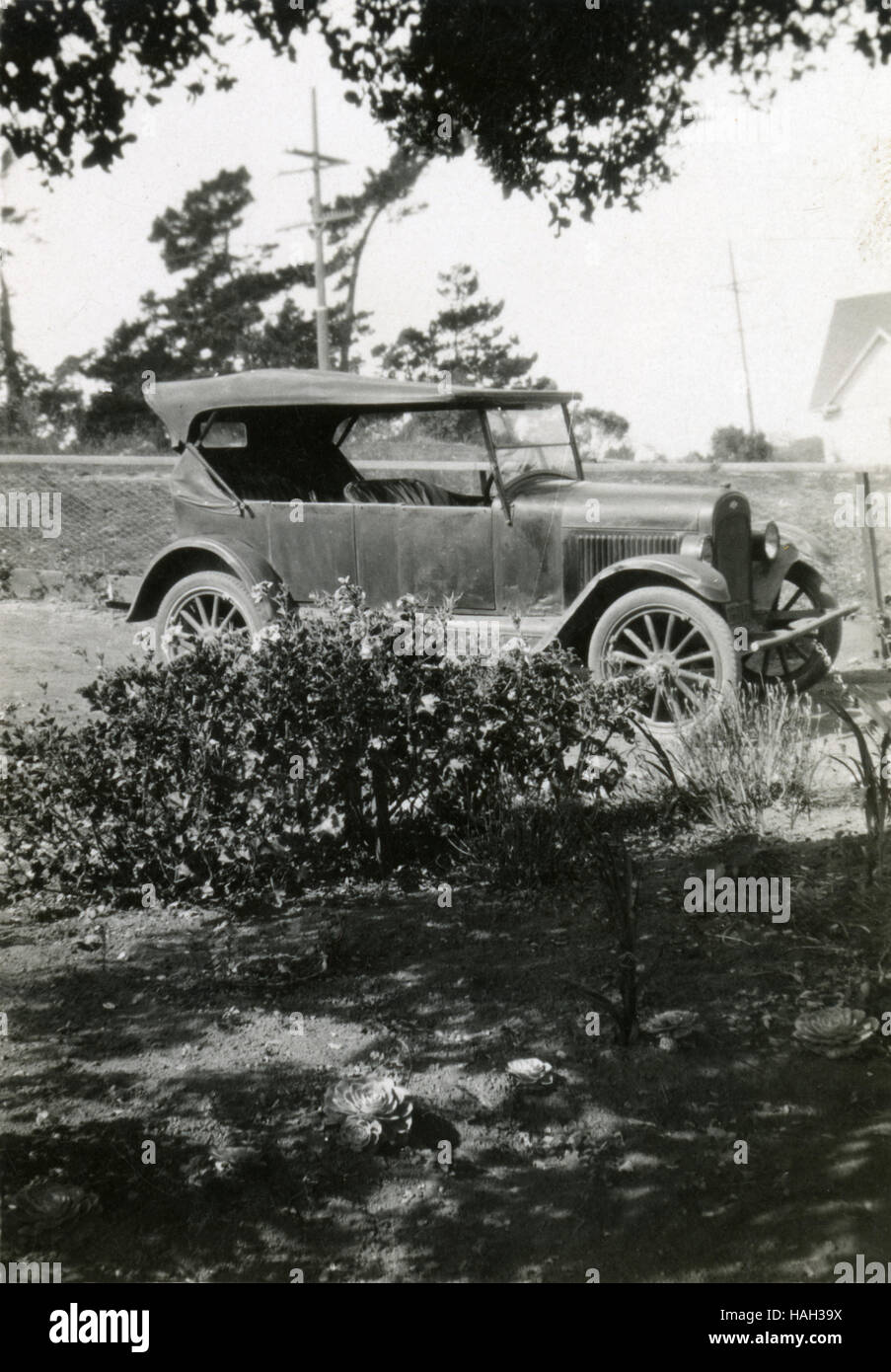 Antique c1920 photograph, roadster automobile in driveway. SOURCE ...