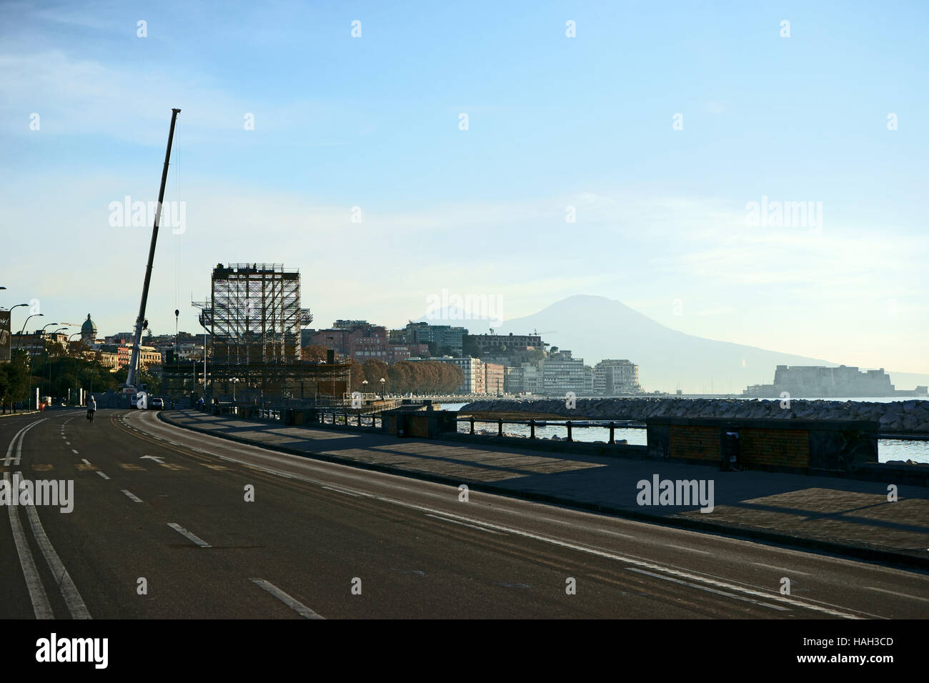 Naples, Italy, christmas 2016, building cristmas tree on Via Caracciolo ...