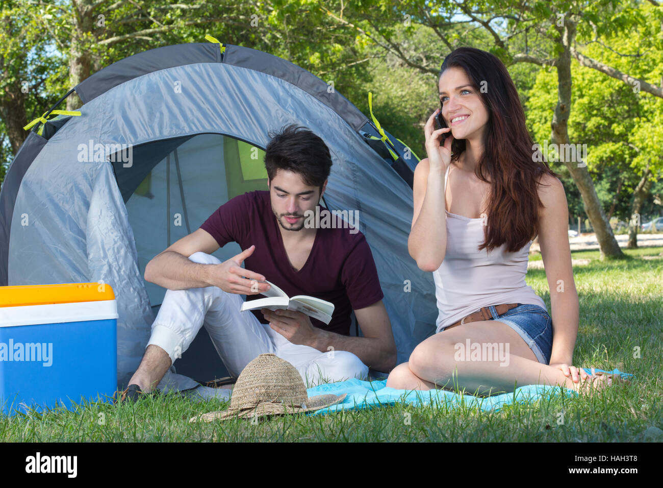 young people having fun while trekking in the nature Stock Photo - Alamy