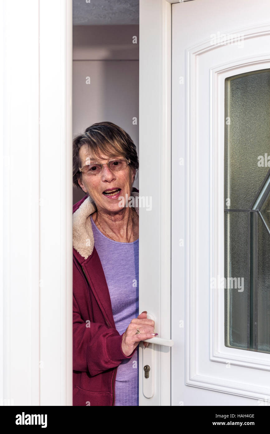 Pensioner at door hi-res stock photography and images - Alamy