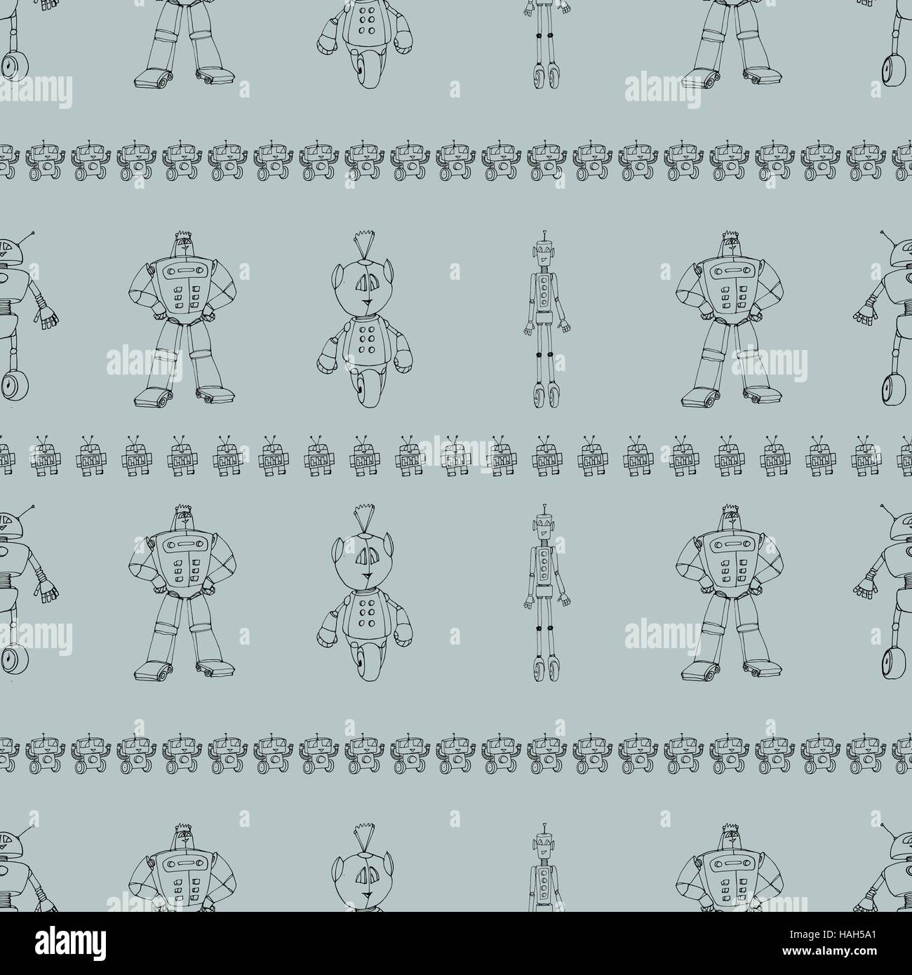 Robot doodles pattern Stock Vector Image & Art - Alamy