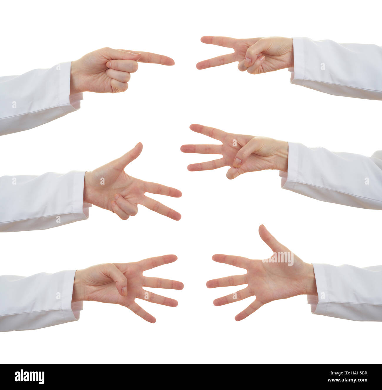 Set of doctor female hand over white isolated background Stock Photo ...