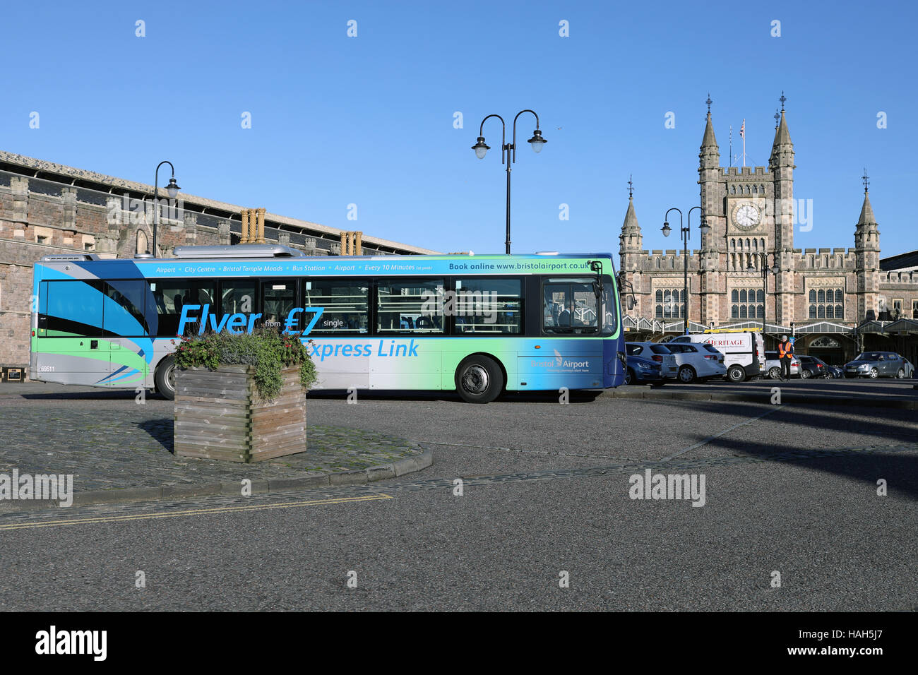 Temple Meads station Express link airport bus Stock Photo - Alamy