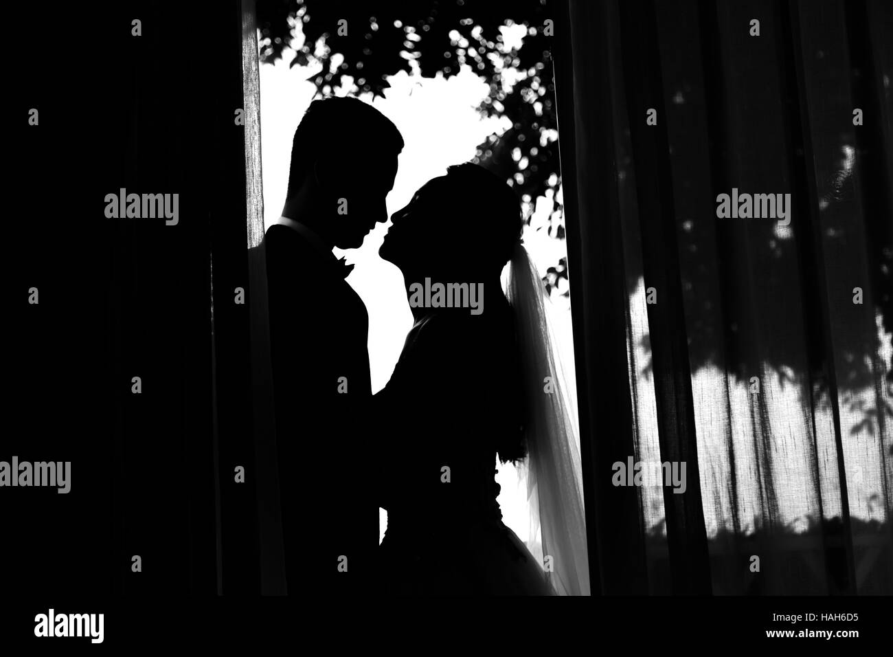 Romantic couple kissing at home Stock Photo - Alamy