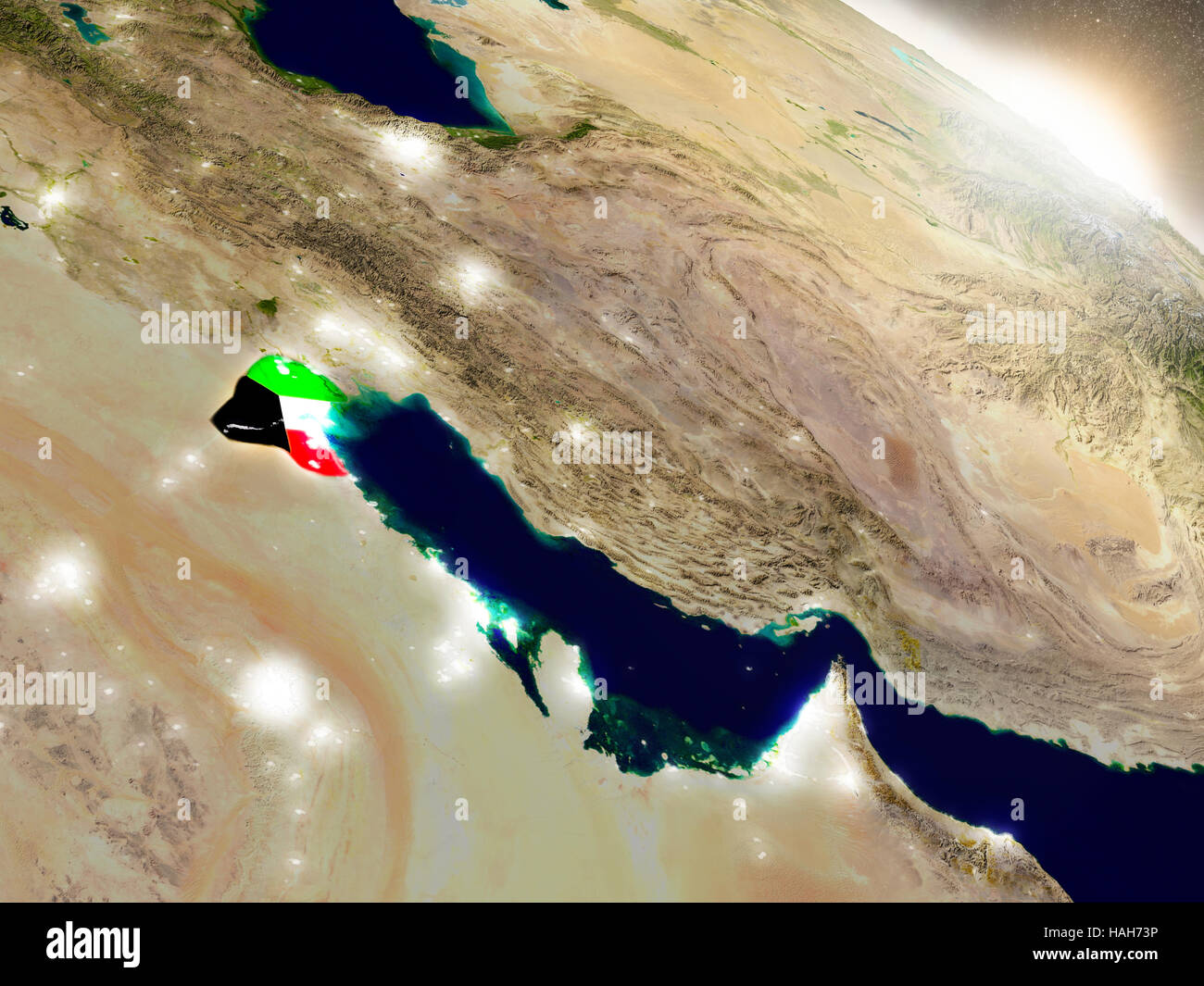 Kuwait map satellite geography hi-res stock photography and images - Alamy