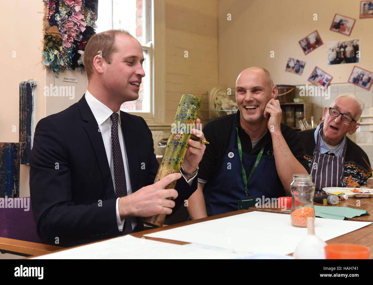 The Duke of Cambridge makes a rainmaker instrument during a visit to ...