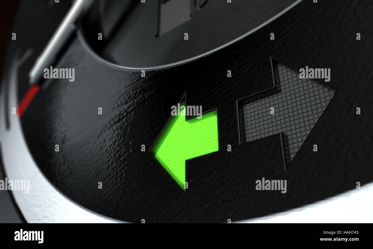 A 3D render of an extreme closeup of illuminated turning indicator ...