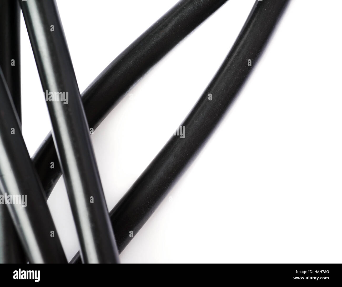 Black electric computer cable isolated over white background Stock ...