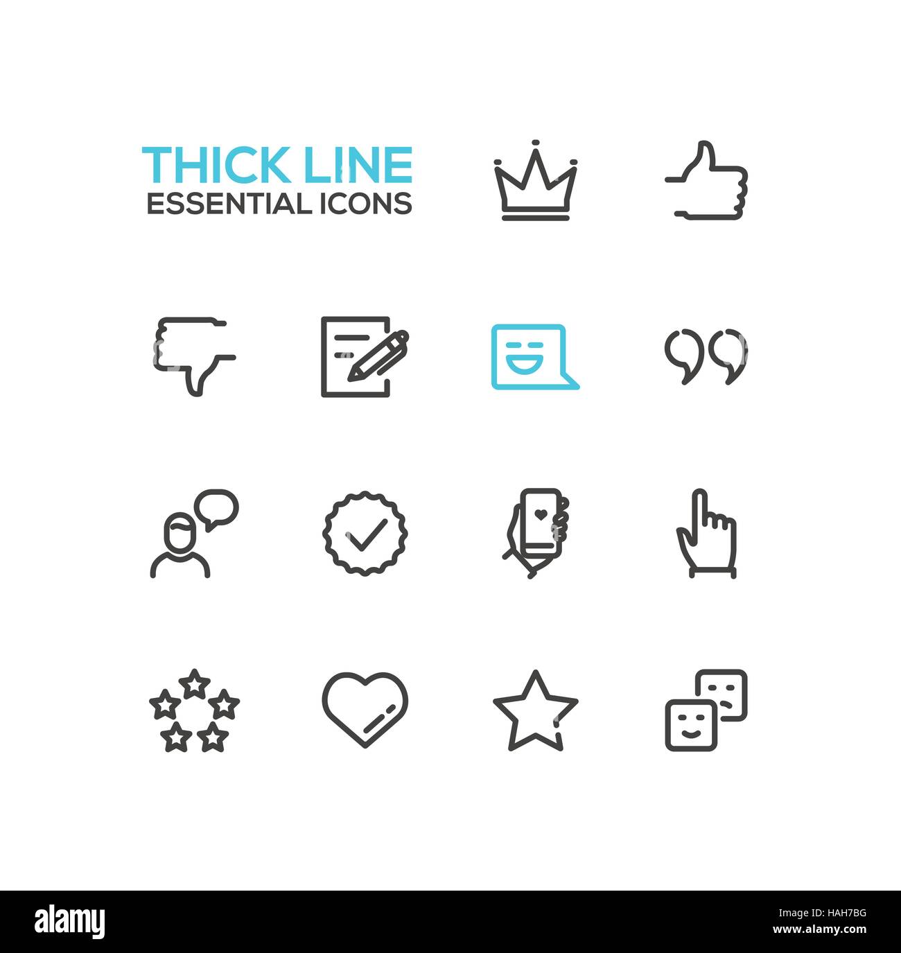 Social Network Signs - Thick Single Line Icons Set Stock Vector Image ...
